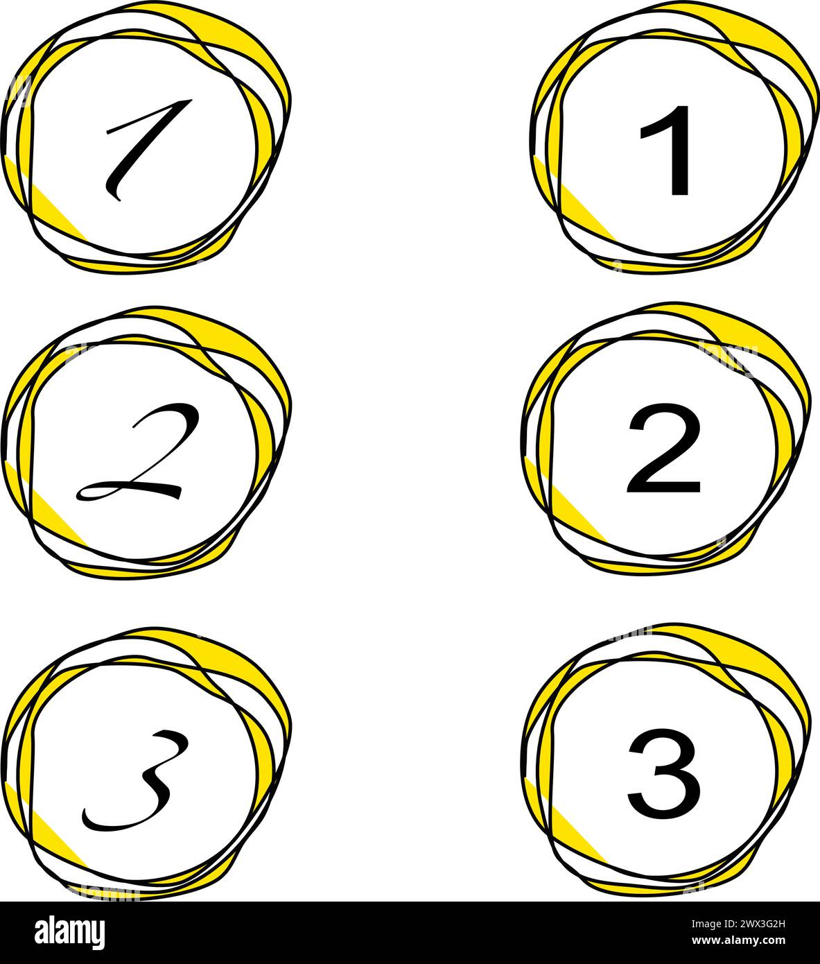 Vector symbol sheet: round boxes (bullets) bordered in yellow and black ...