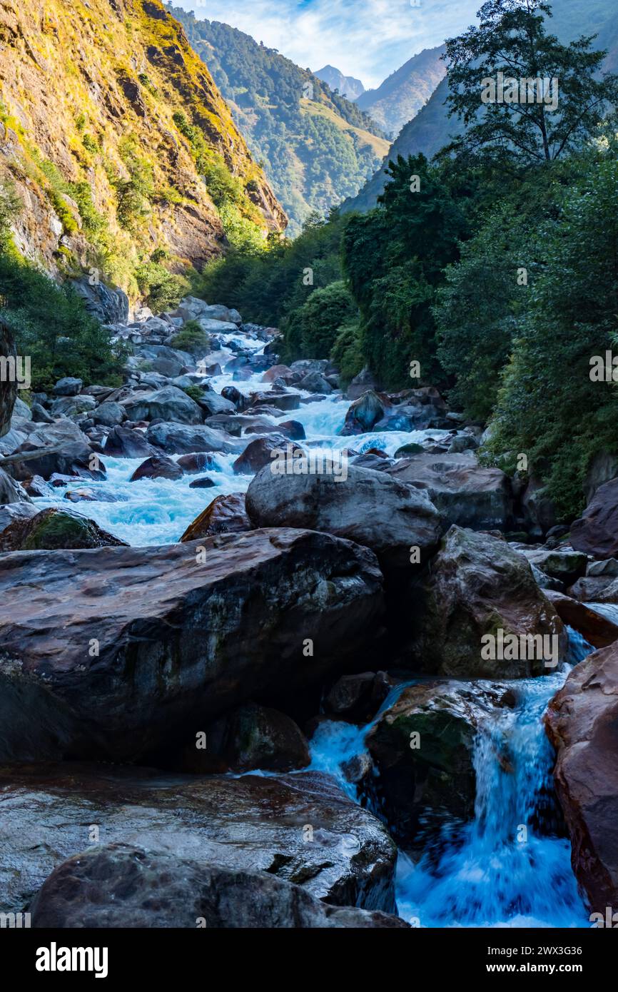 Tamor River on route to Kanchenjunga Base Camp Trek, Nepal Stock Photo ...
