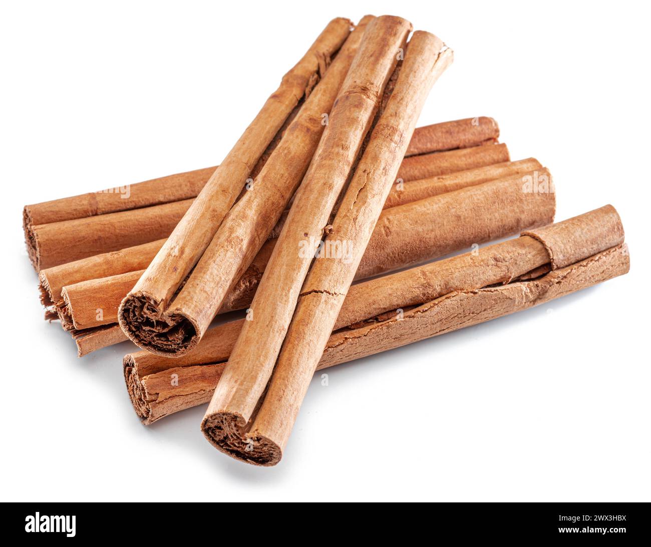 Cinnamon spice -dried bark strips isolated on white background Stock ...