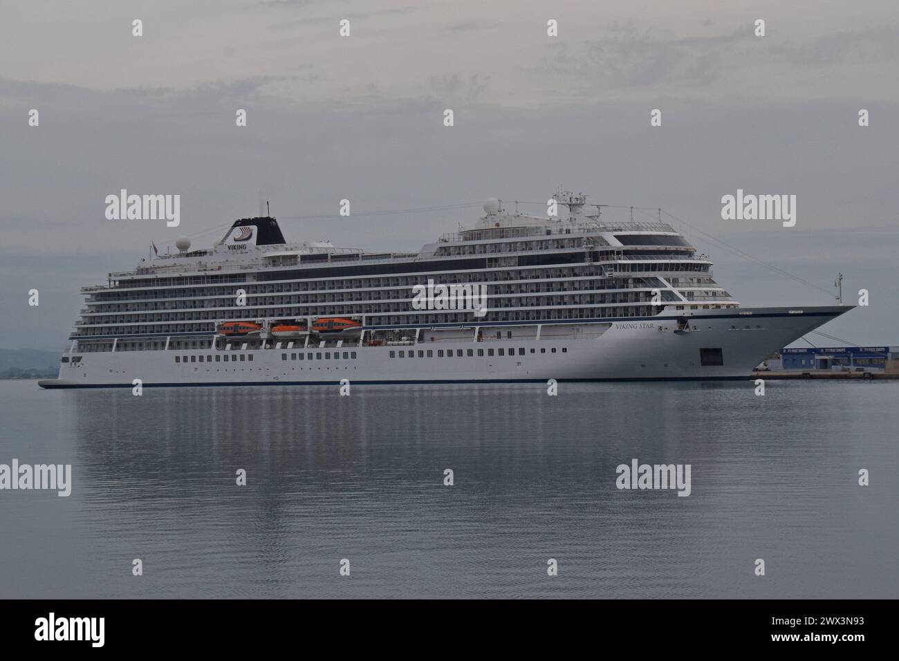 The MV Viking Star, moored in the harbour at Katakolo, Peloponnese ...