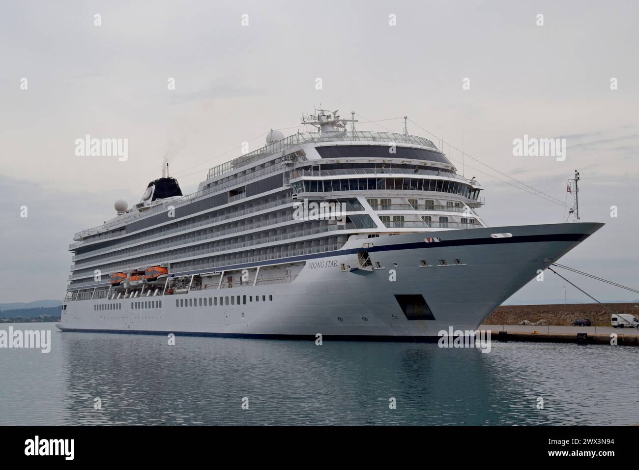 The MV Viking Star, moored in the harbour at Katakolo, Peloponnese ...