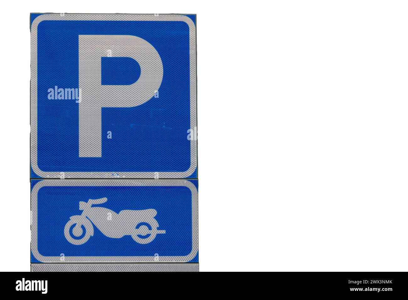 Parking sign for motorcycles on white background Stock Photo - Alamy