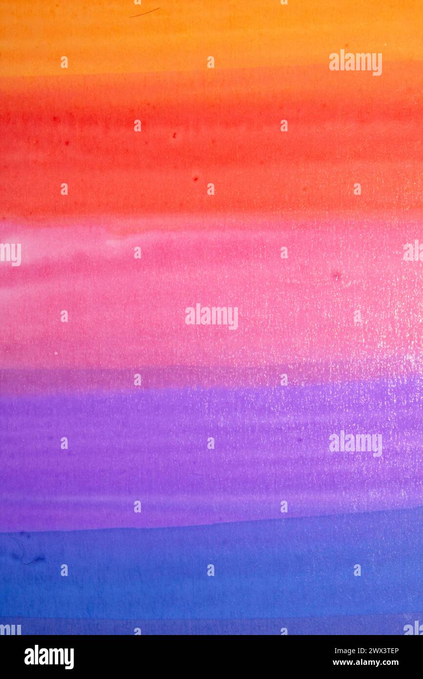 A Abstract blended watercolor Rainbow felt pen colour on paper texture ...