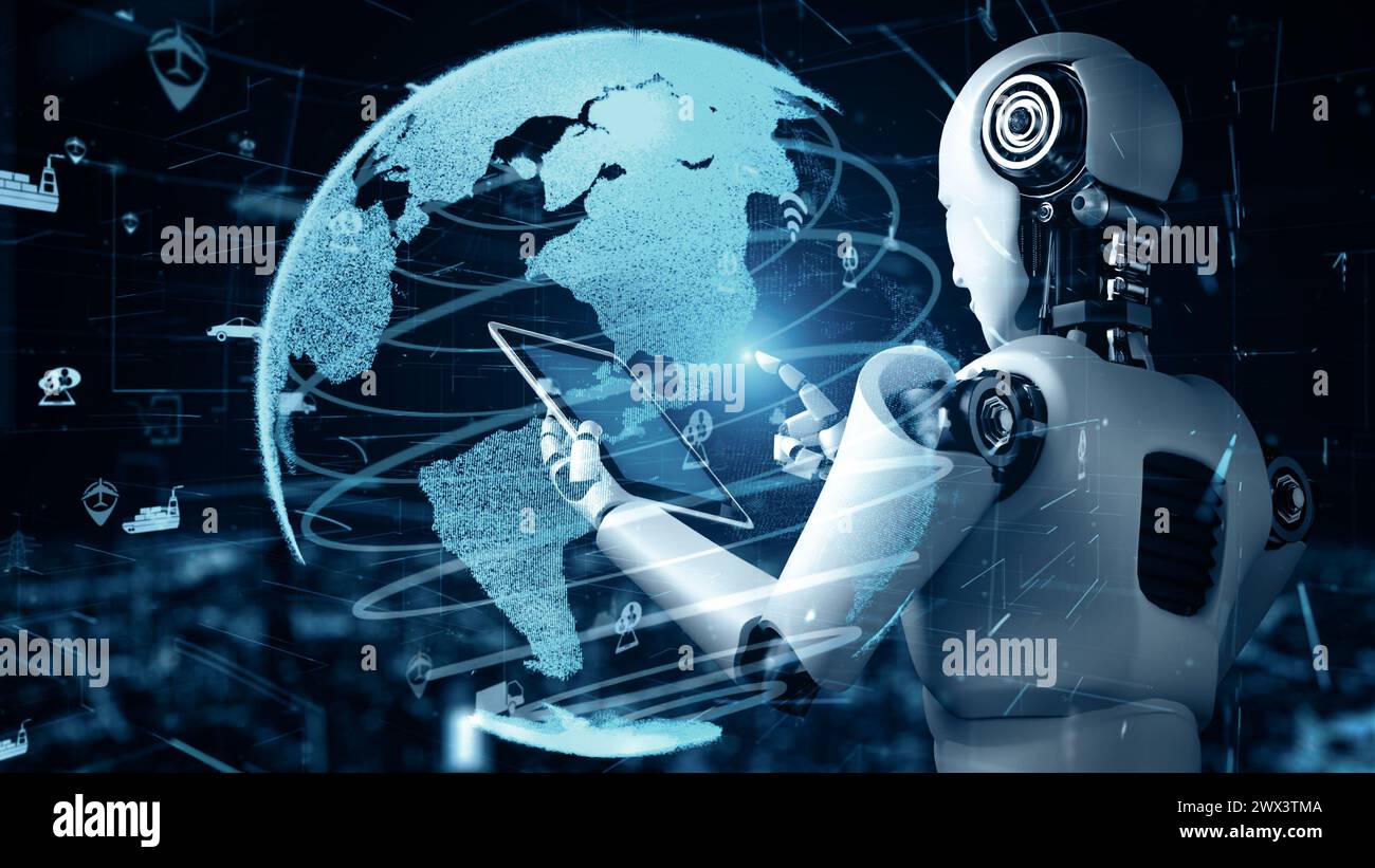 XAI 3d illustration Futuristic robot artificial intelligence huminoid ...