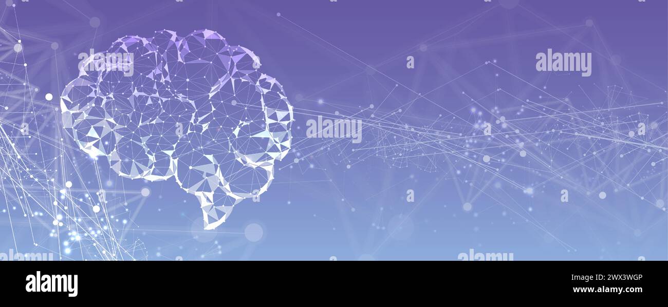 Abstract Artificial intelligence. Cloud computing. Machine learning. Technology web background ...