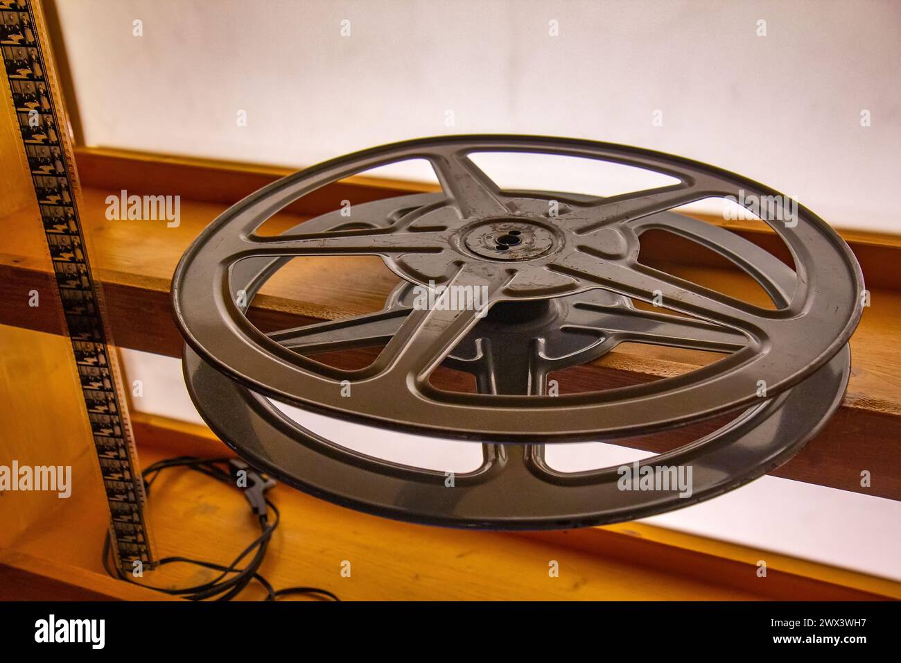 Real 35 mm film projector tape in the old studio Stock Photo - Alamy