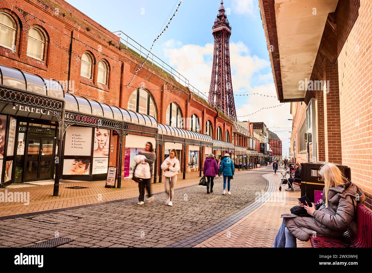 Shops,shoppers and other businesses along Victoria Street,Blackpool ...