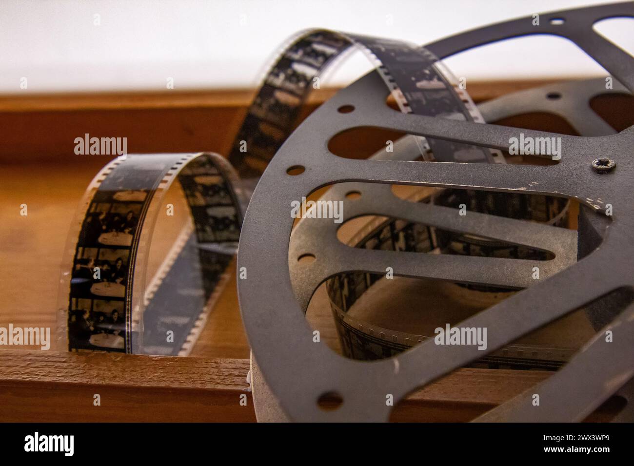 Real 35 mm film projector tape in the old studio Stock Photo - Alamy