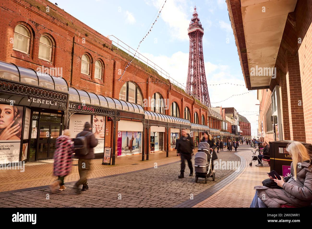 Shops,shoppers and other businesses along Victoria Street,Blackpool ...
