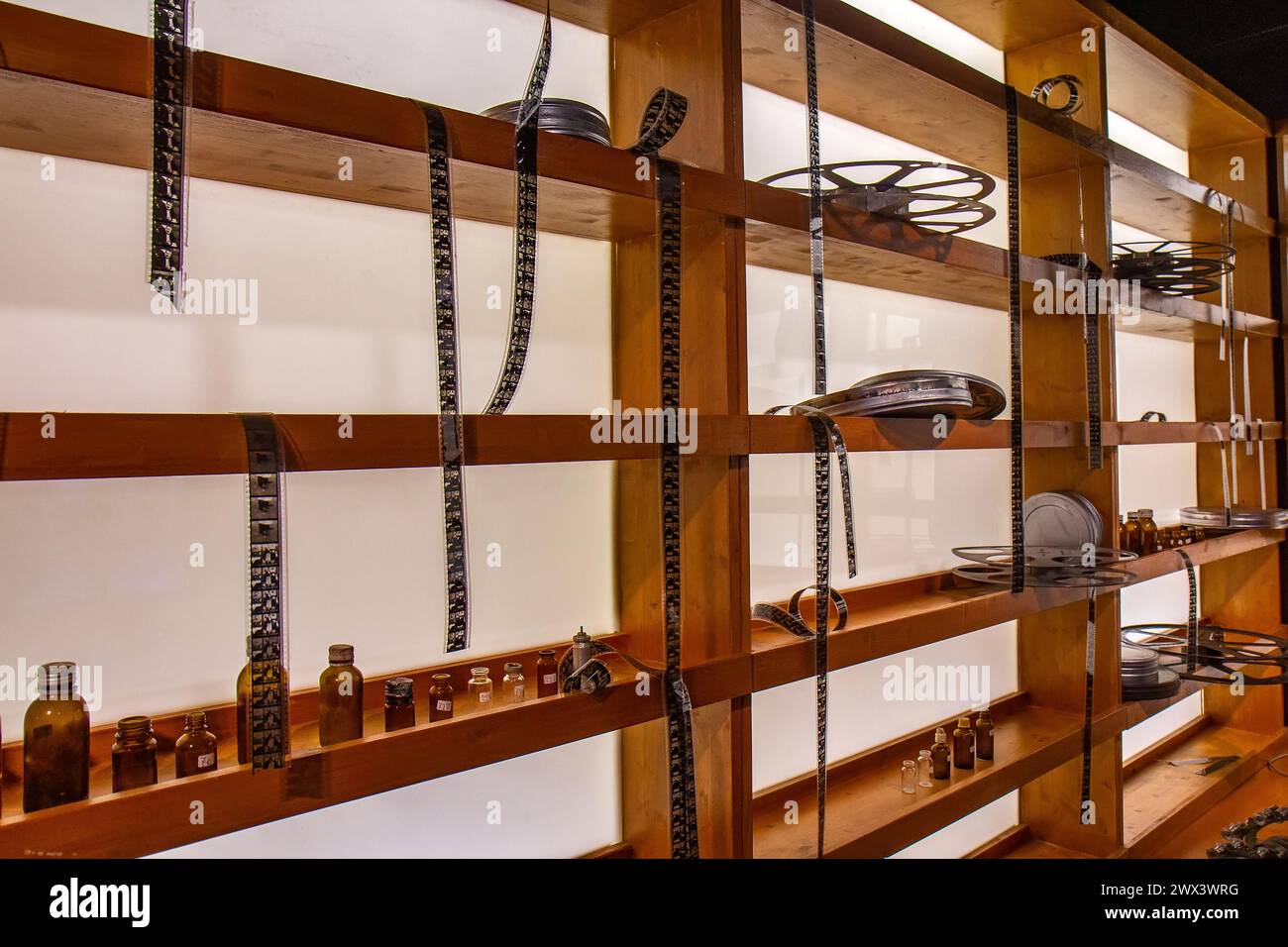 Real 35 mm film projector tape in the old studio room Stock Photo - Alamy