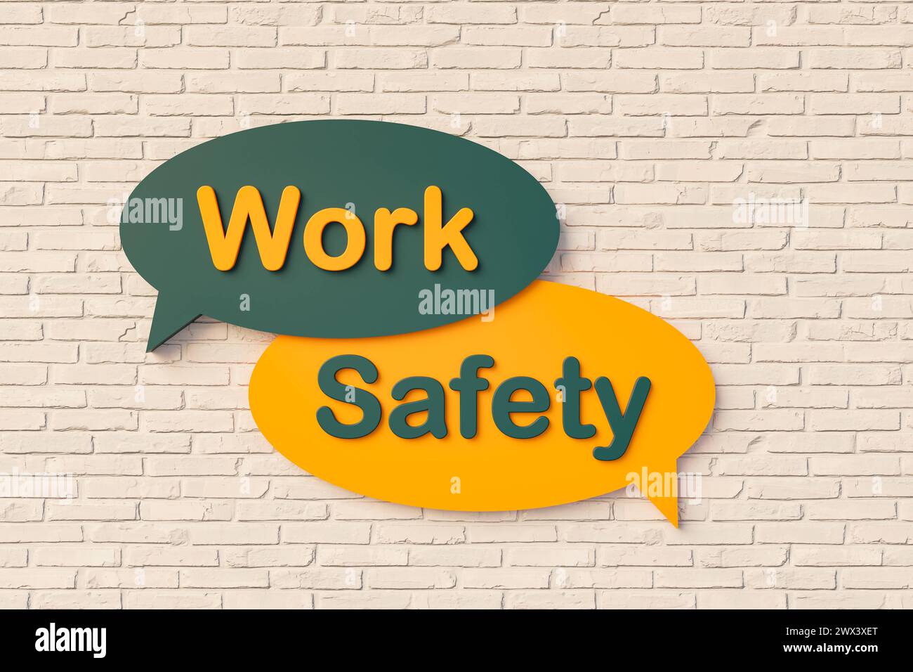 Work safety. Work safety. Cartoon speech bubble in yellow and dark ...
