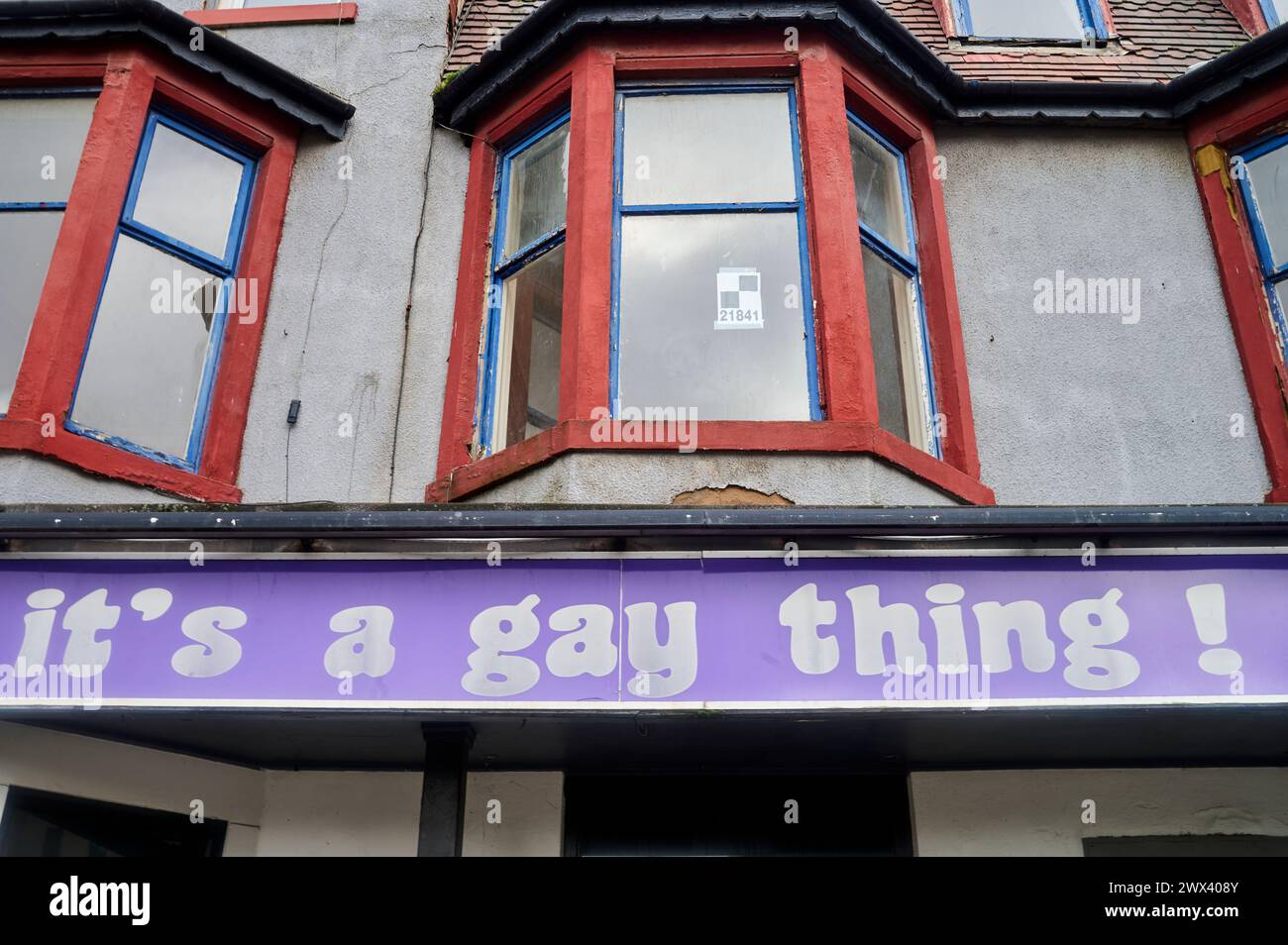 Sign above gay bar in Blackpool Stock Photo - Alamy