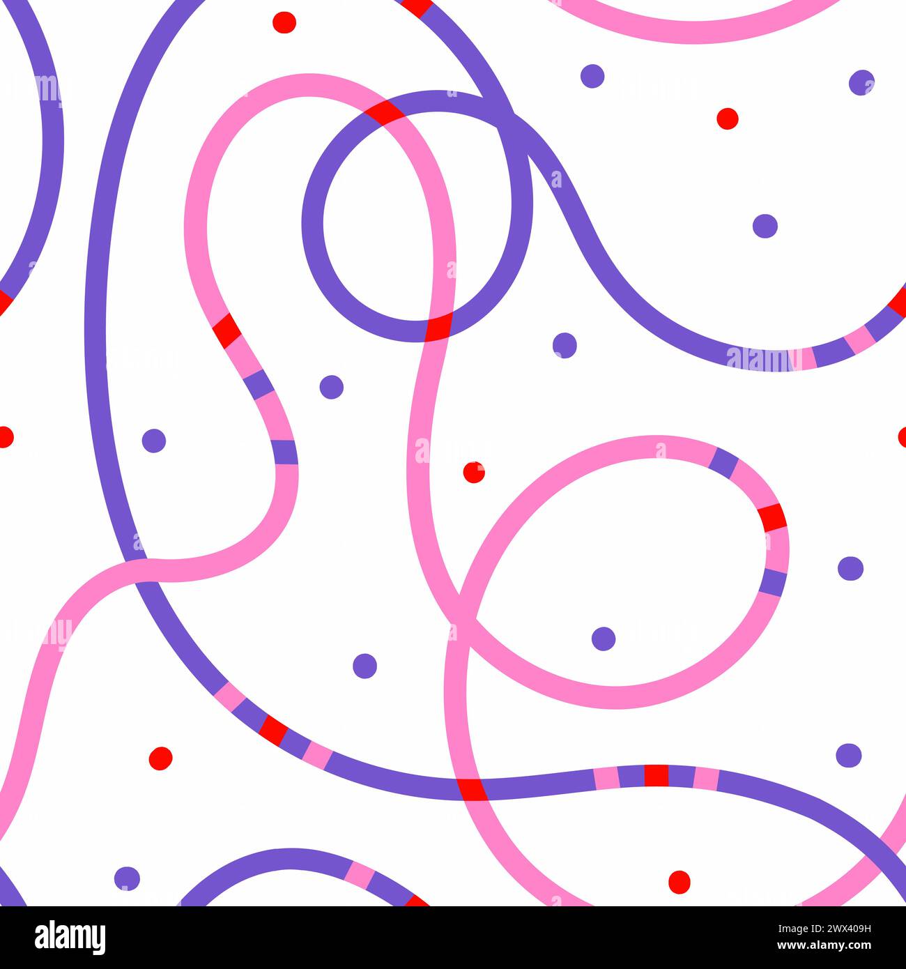 Continios line doodle seamless pattern. Creative abstract squiggle ...