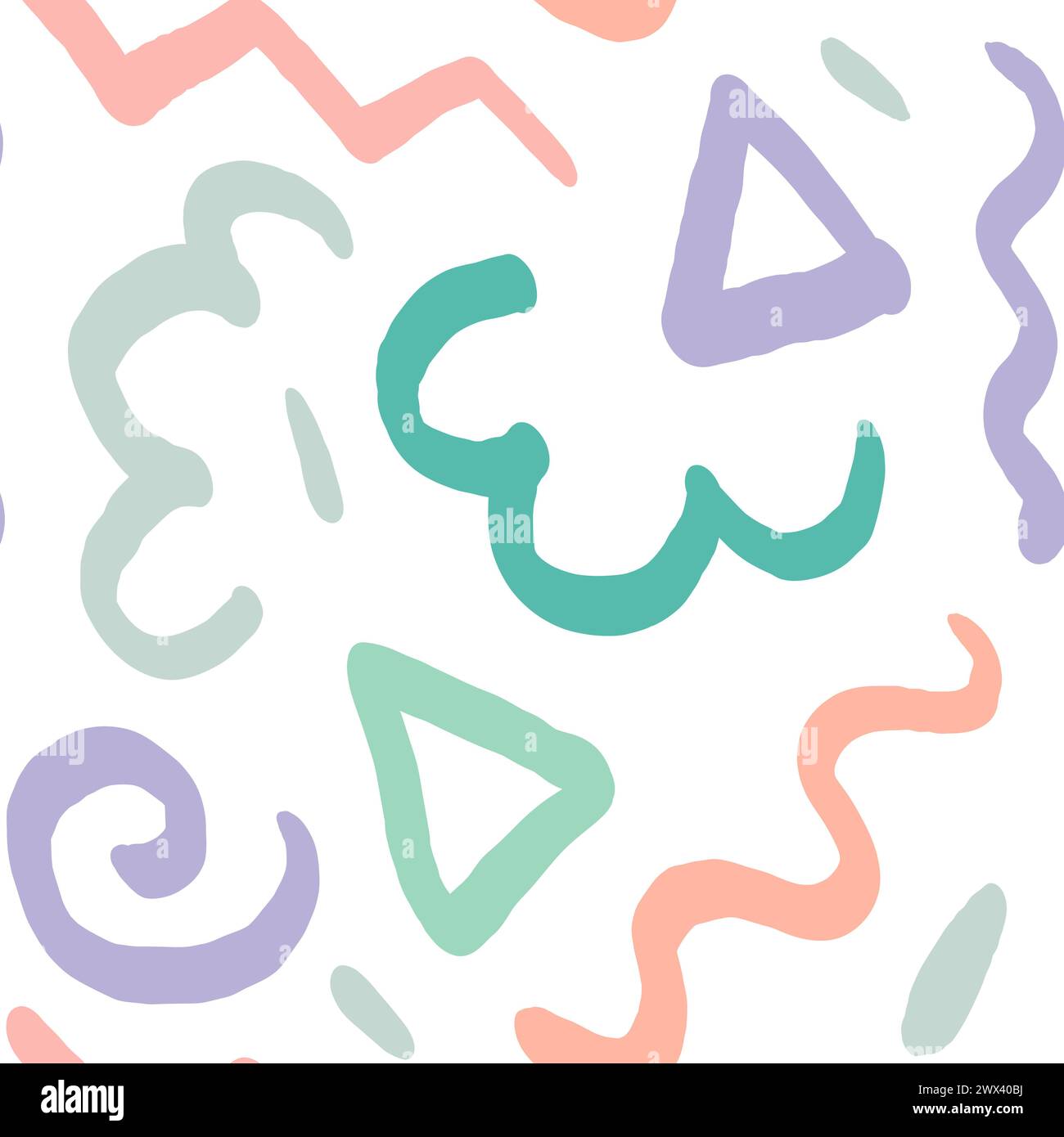 vector hand drawn doodle seamless pattern with cute squiggles ...