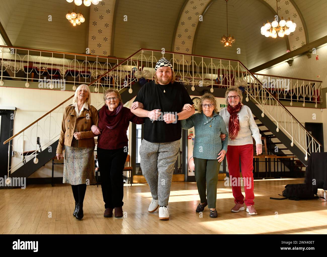 The 'Singing Builder' Callum Dougnie with admirers while rehearsing at ...