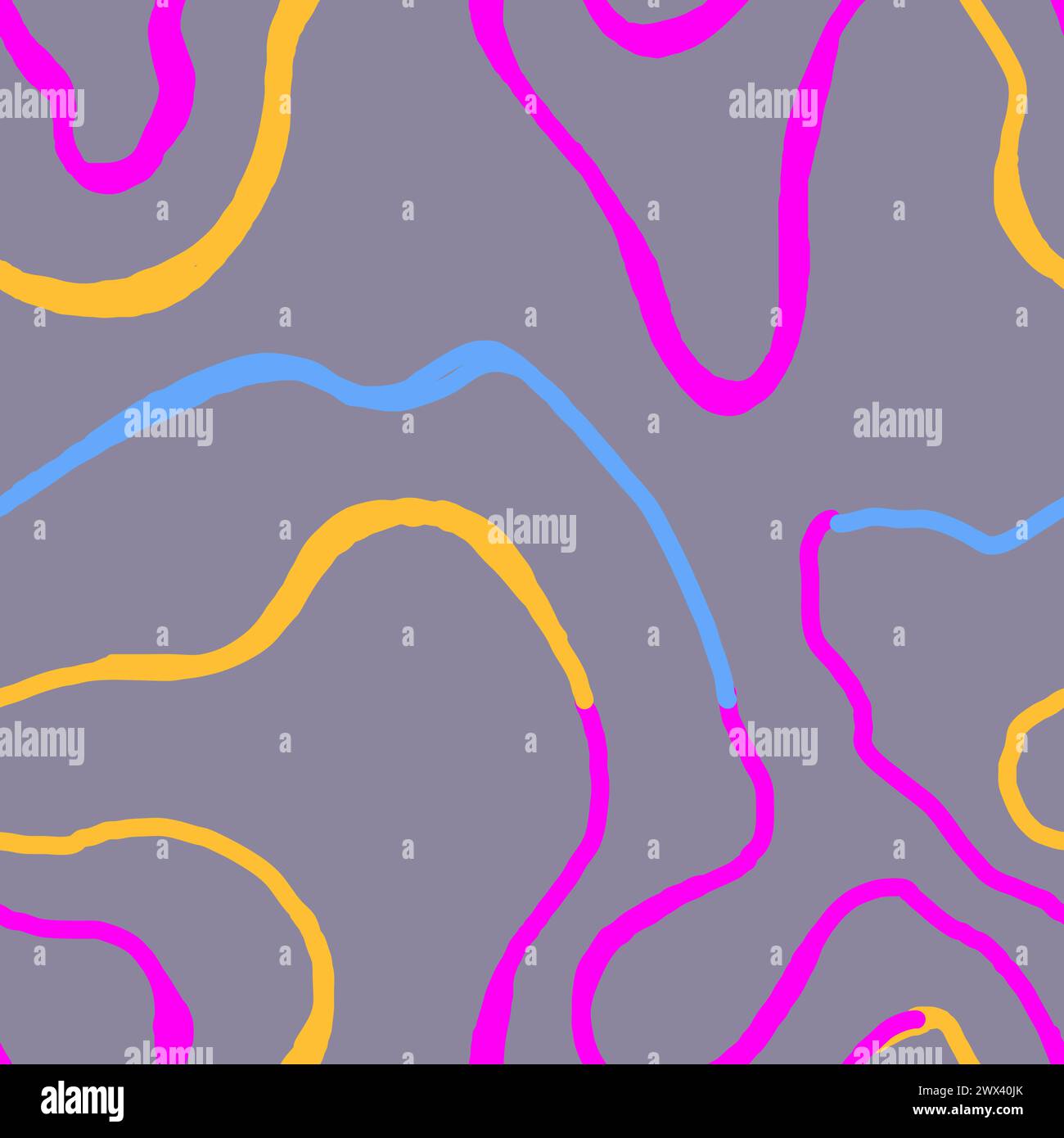 Squiggle line doodle seamless pattern. Creative abstract scribble style ...