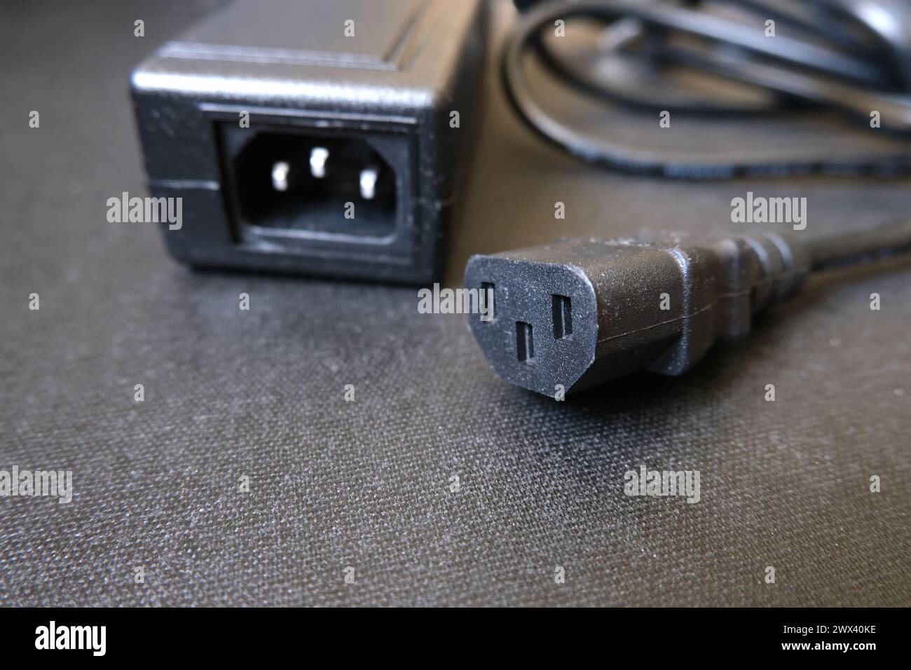 Power cord and plug for electronic devices. Focused on female one Stock ...