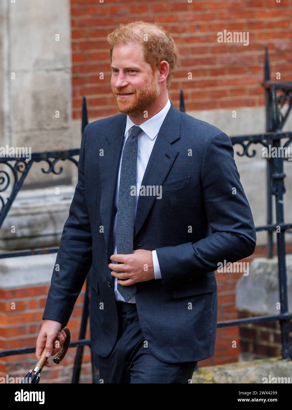 Prince Harry, Duke of Sussex, arrives at the High Court in a phone ...