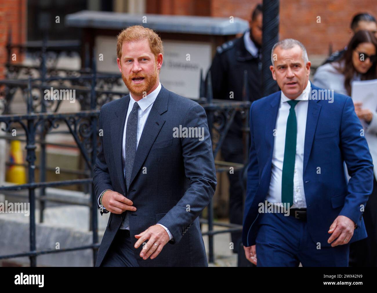 Prince Harry, Duke of Sussex, arrives at the High Court in a phone ...