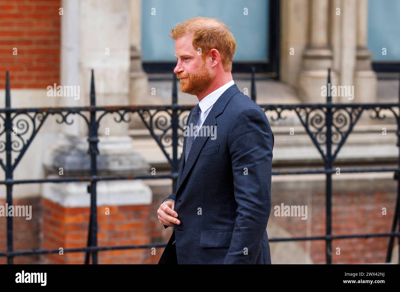 Prince Harry, Duke of Sussex, arrives at the High Court in a phone ...