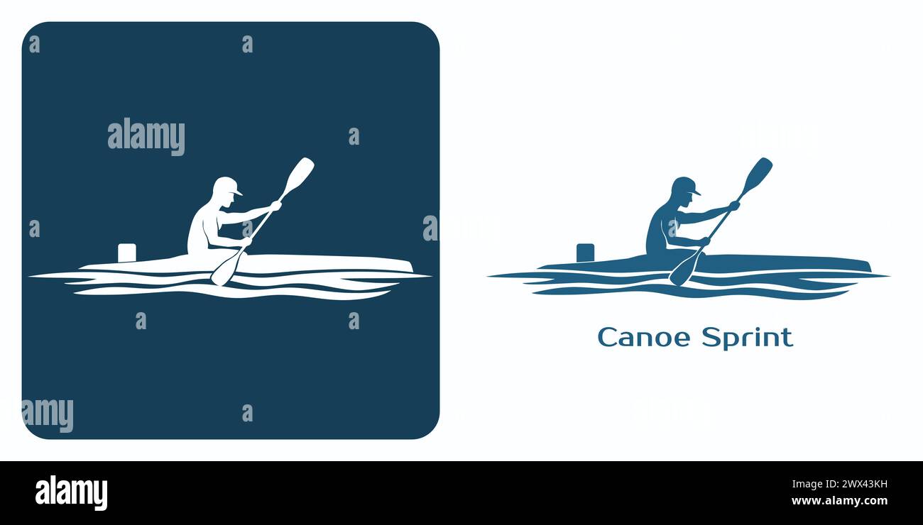 Emblem of athlete in a sports canoe during race Stock Vector Image ...