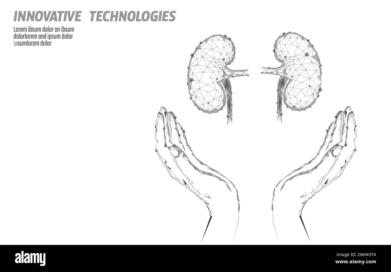 World Kidney Day greeting card low poly design template. Health ...