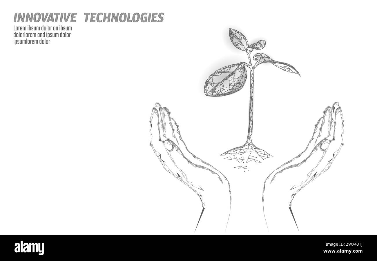 Hands holding plant sprout ecological abstract concept. 3D render ... Hands holding plant sprout ecological abstract concept. 3D render ...