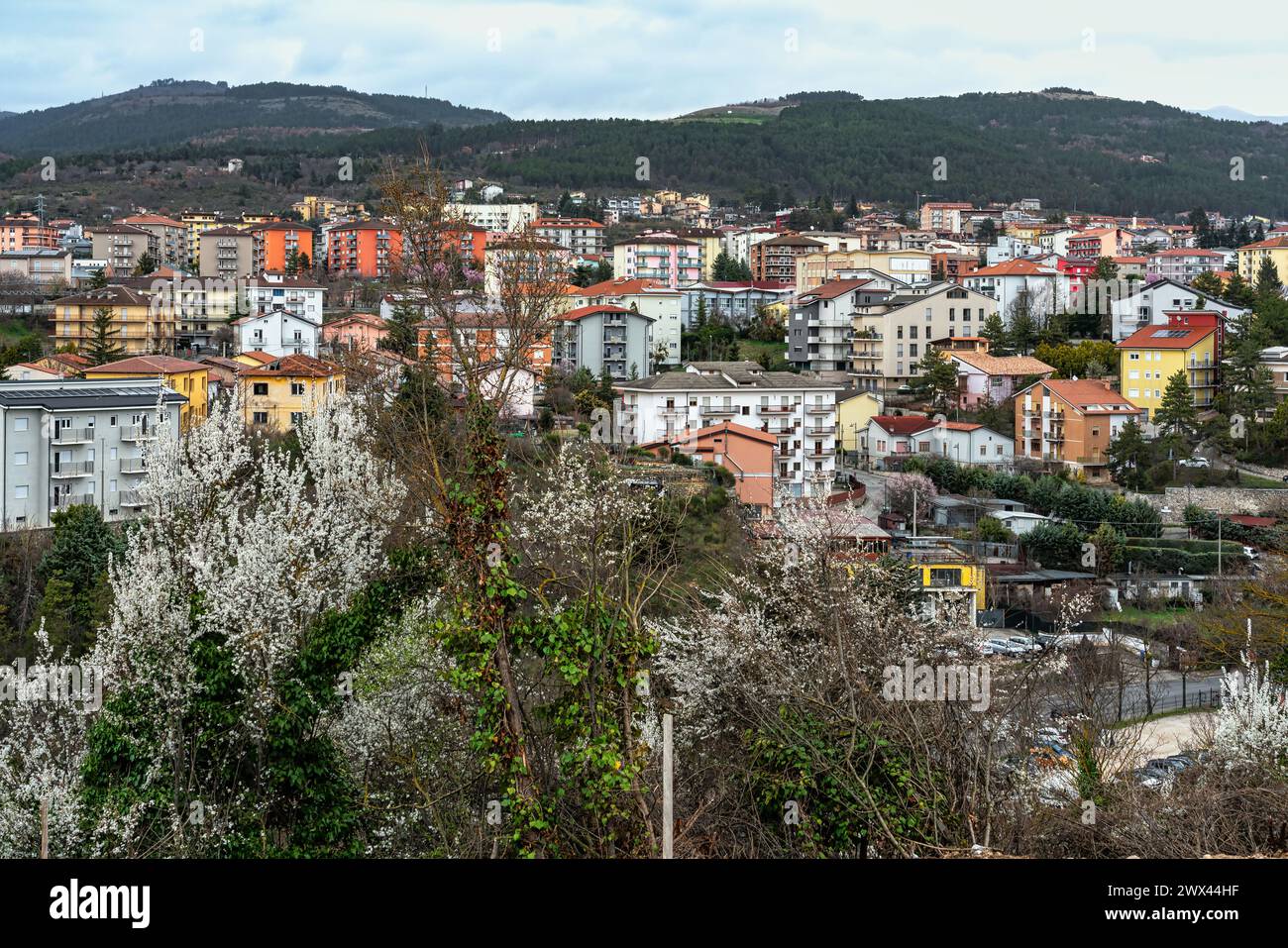 Panorama of the city of L' Aquila. L' Aquila, Abruzzo, Italy, Europe ...