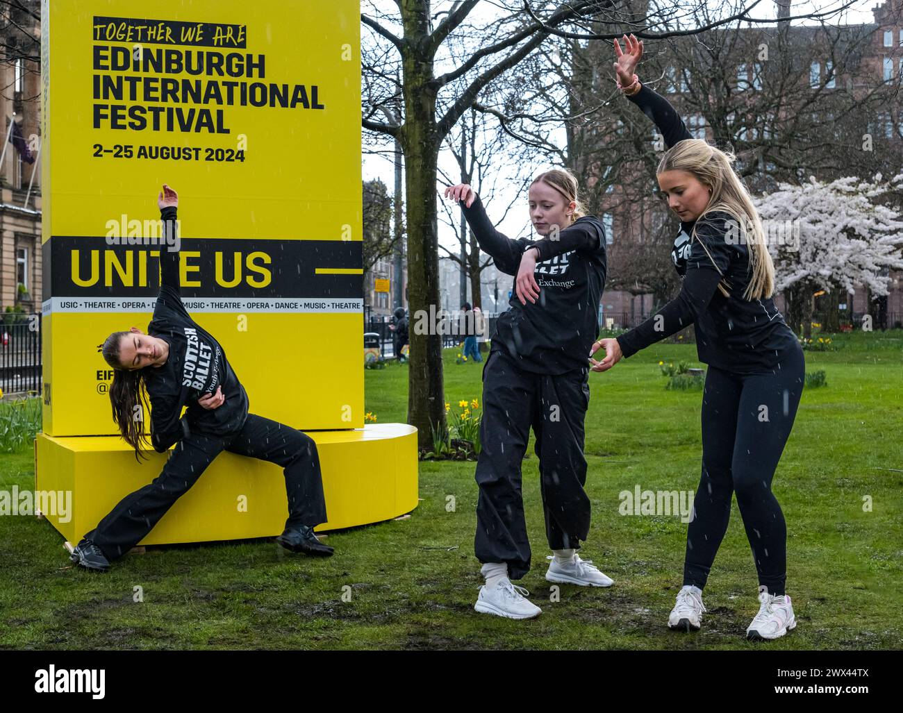 Young dancers of Scottish Ballet Youth Exchange dancing in rain to ...