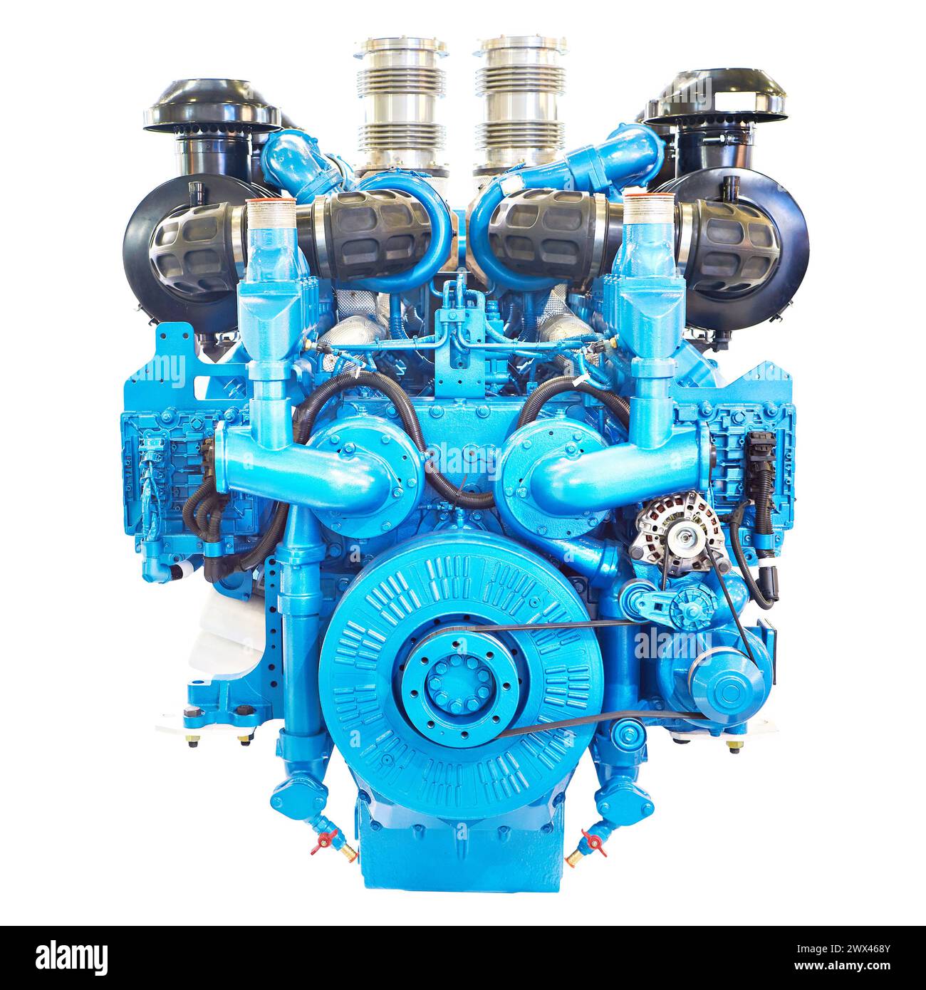 12-cylinder diesel engine for industrial use isolated on a white ...