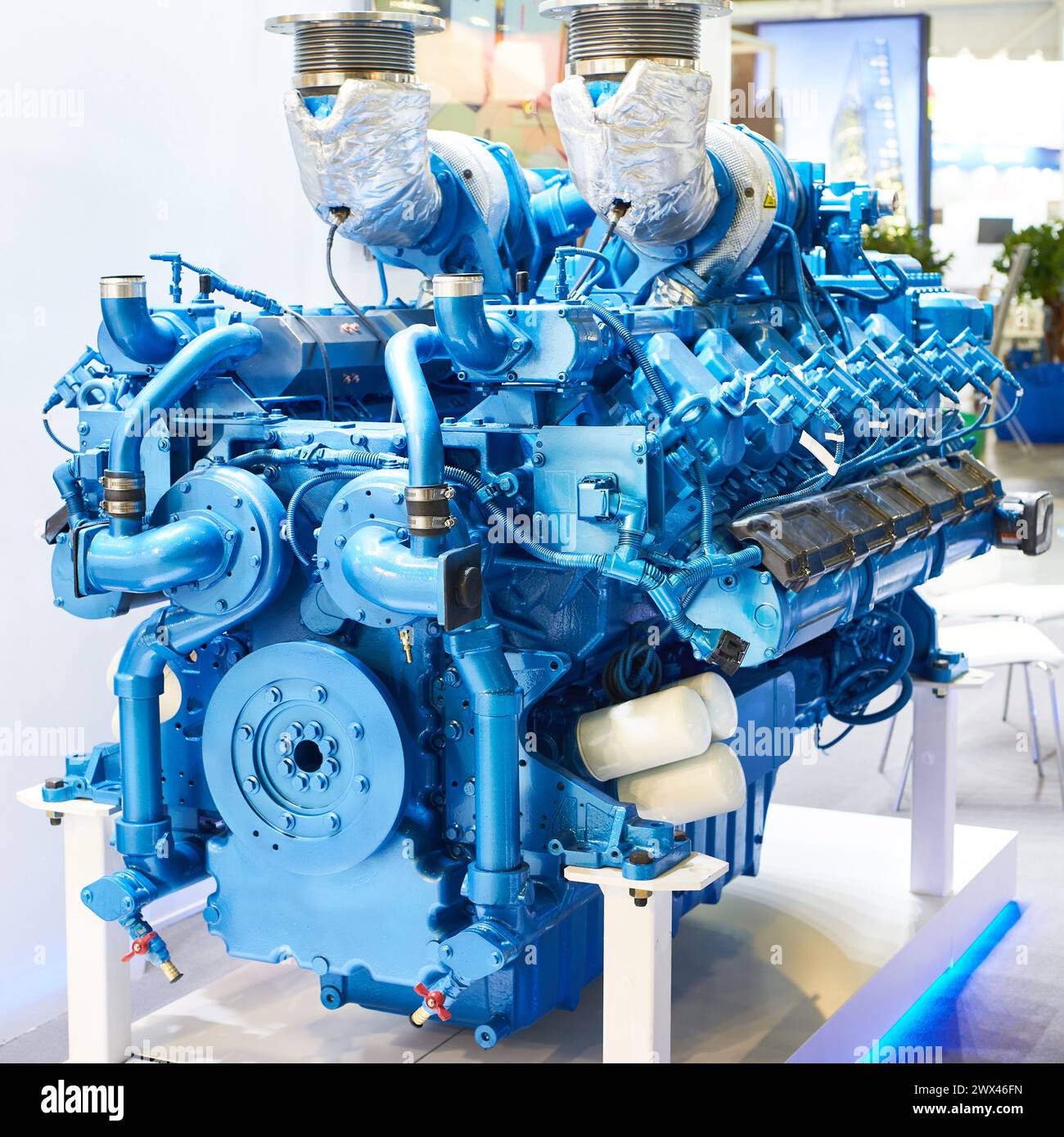 12-cylinder diesel engine for industrial use Stock Photo - Alamy