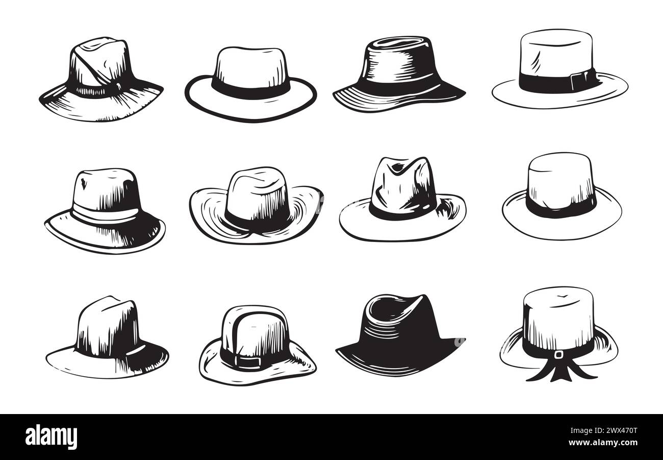 Headgear collection Black and White Stock Photos & Images - Alamy