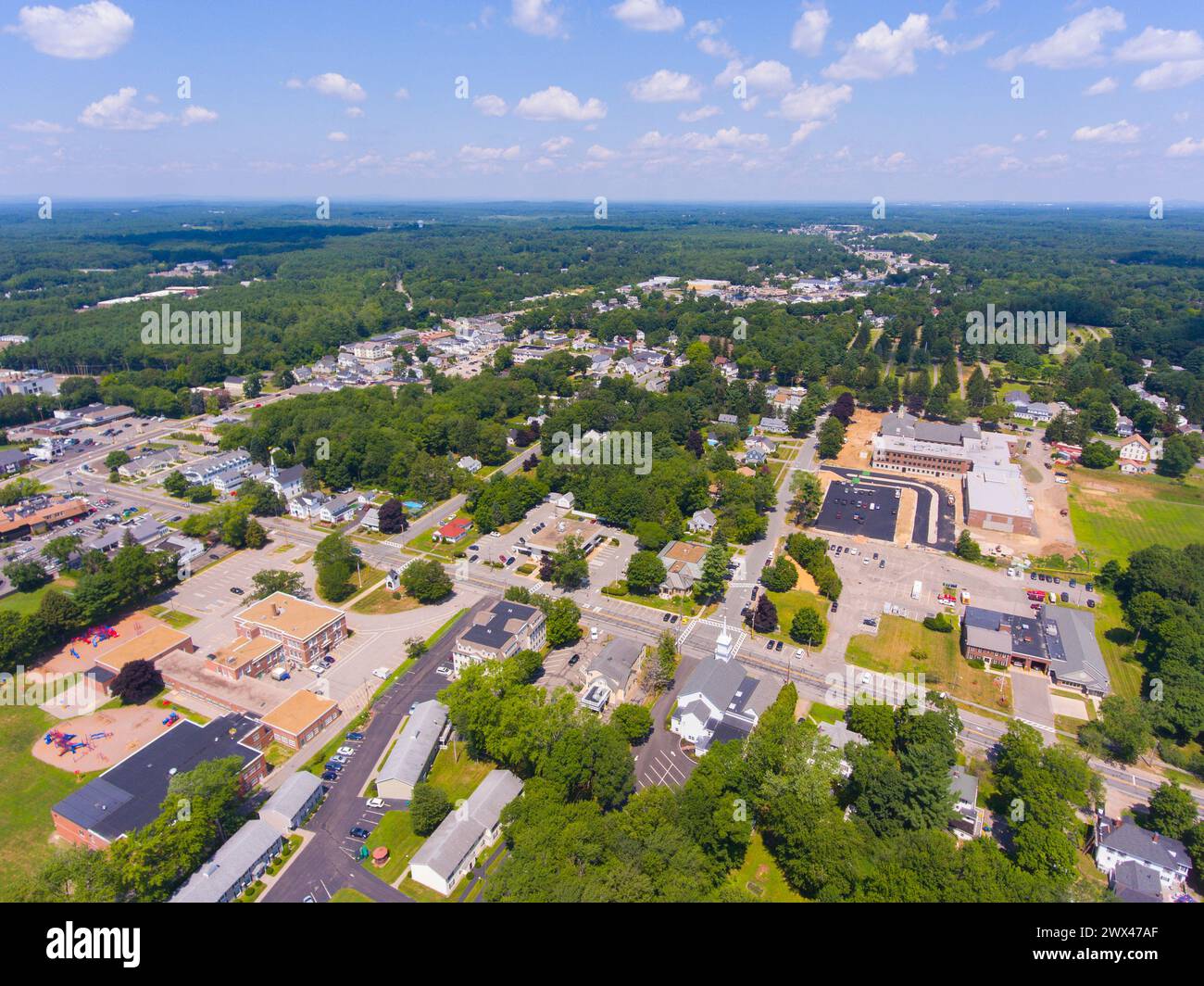 Hampton historic town center aerial view including First Congregational ...
