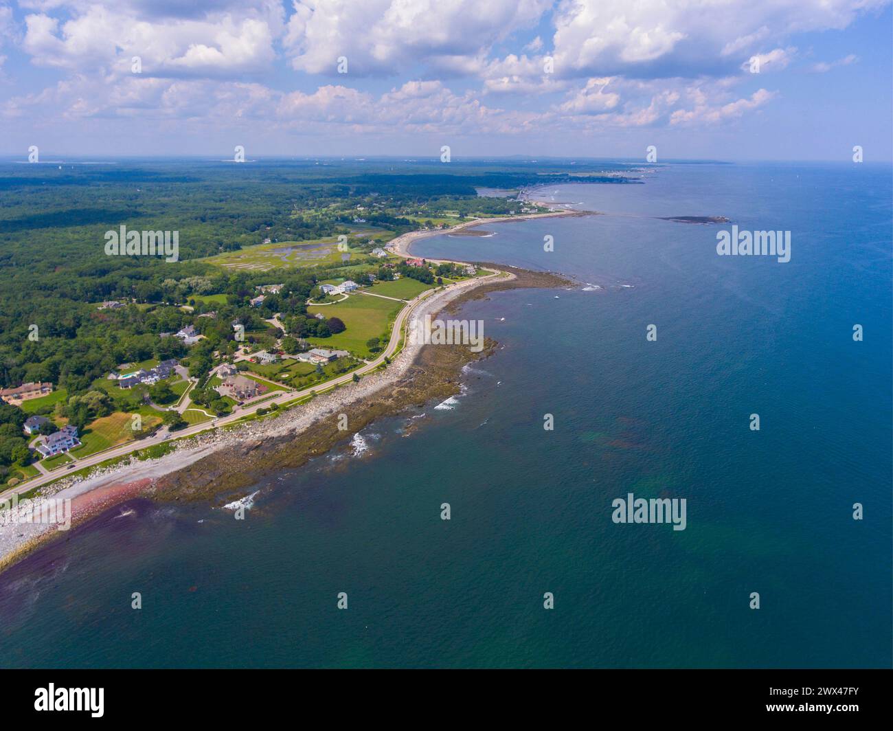 Fox Hill Point aerial view with Historic waterfront houses on Ocean ...