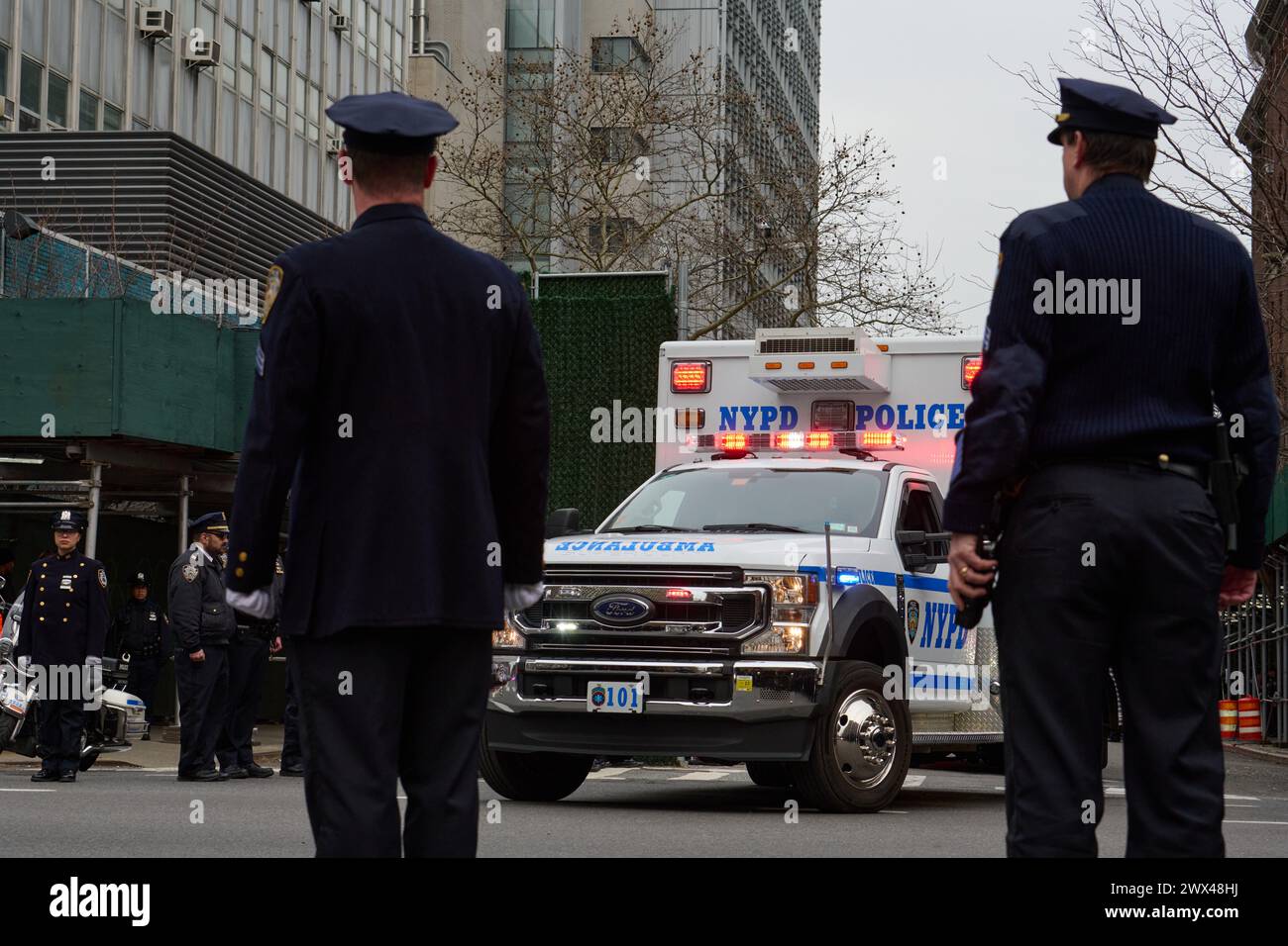 Brooklyn, New York, USA. 26th Mar, 2024. Members of the NYPD line 1st ...