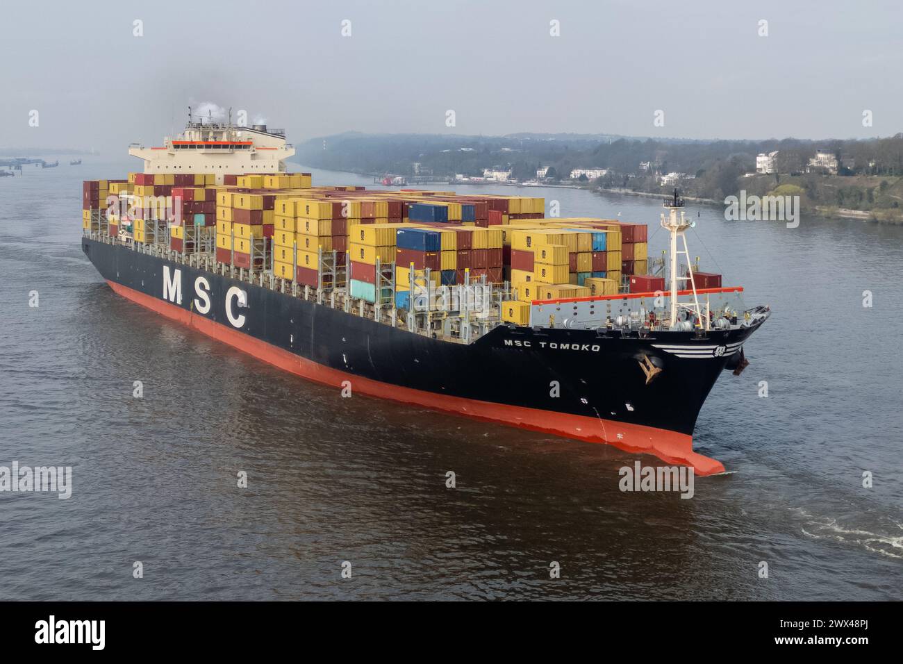 Containership MSC TOMOKO arrives at the port of Hamburg Stock Photo - Alamy