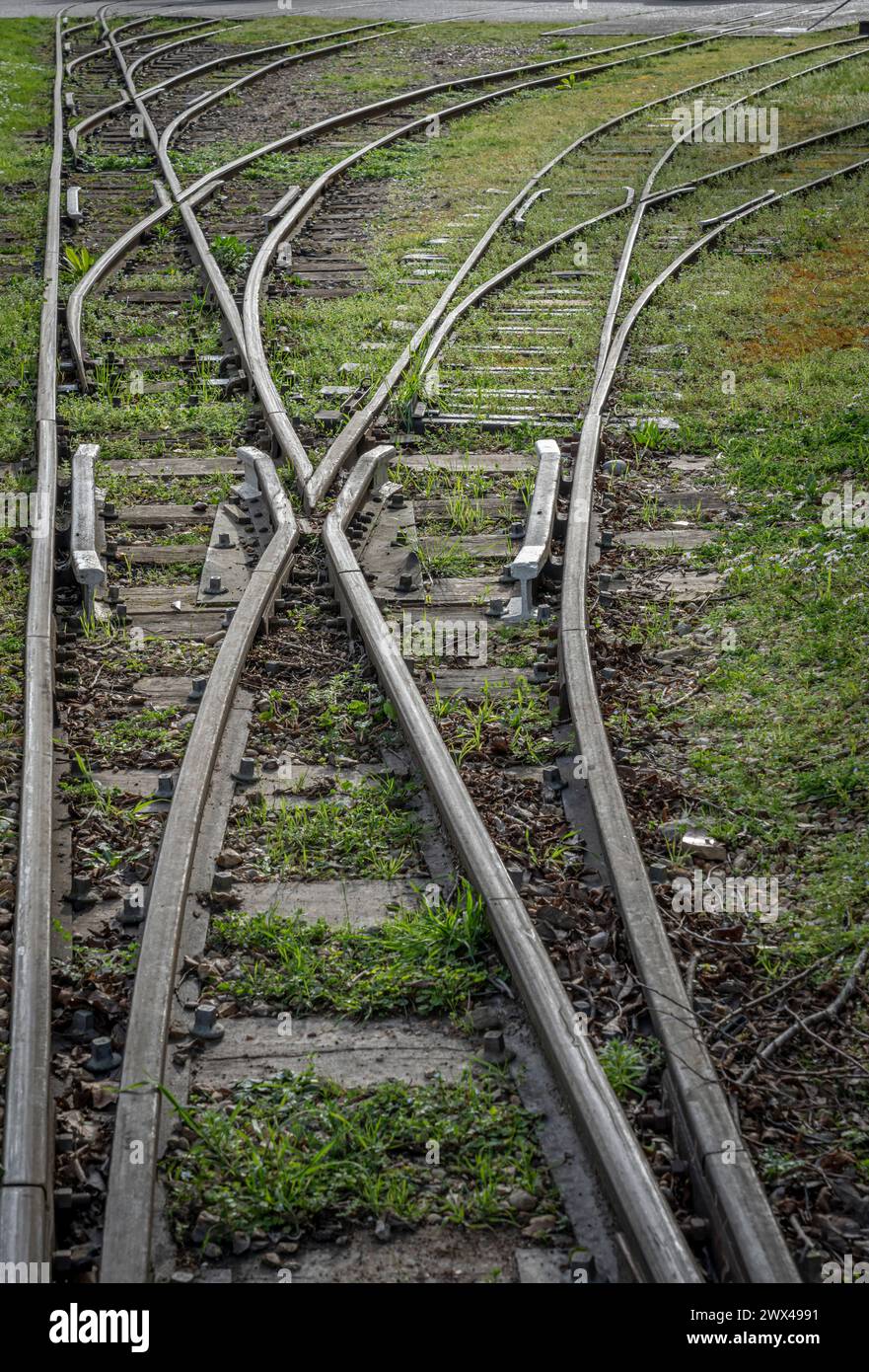 View of a railway line near the train station in the park Stock Photo ...