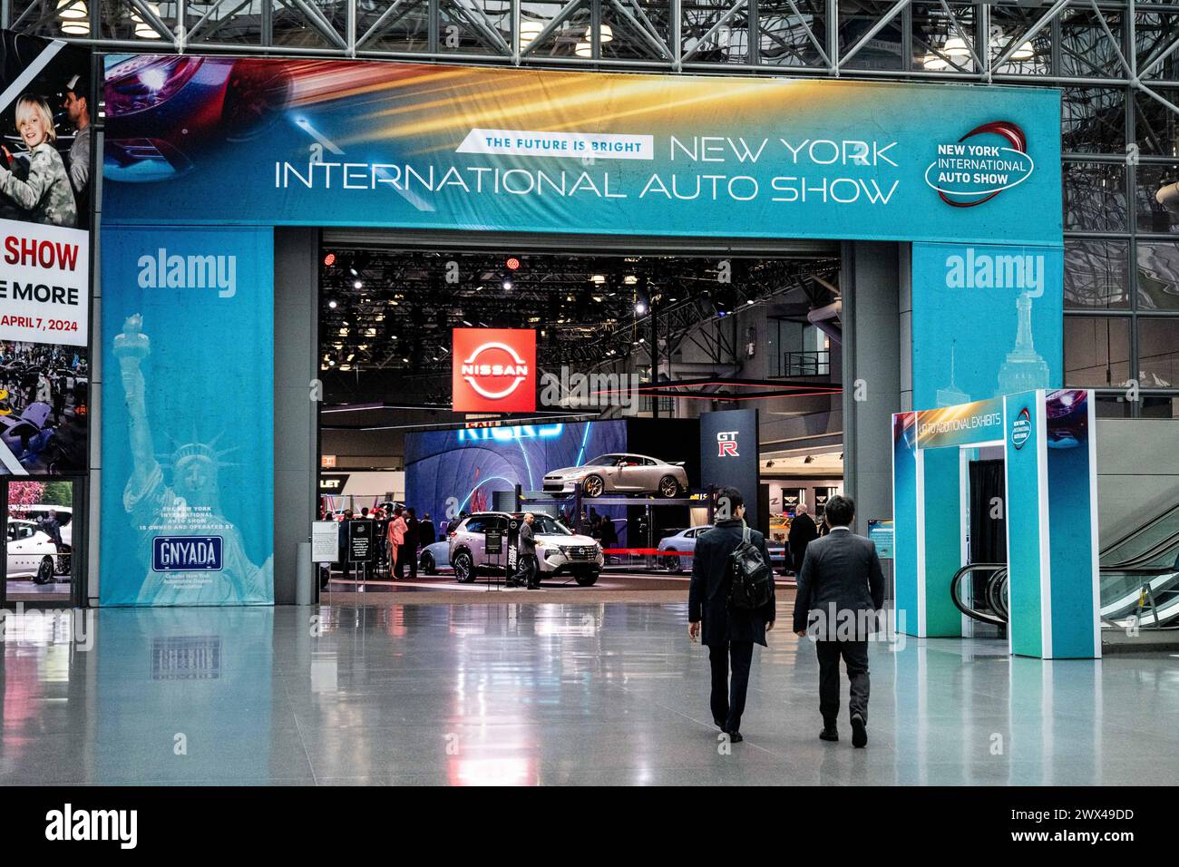 The entrance to the New York International Auto Show at the Jacob ...
