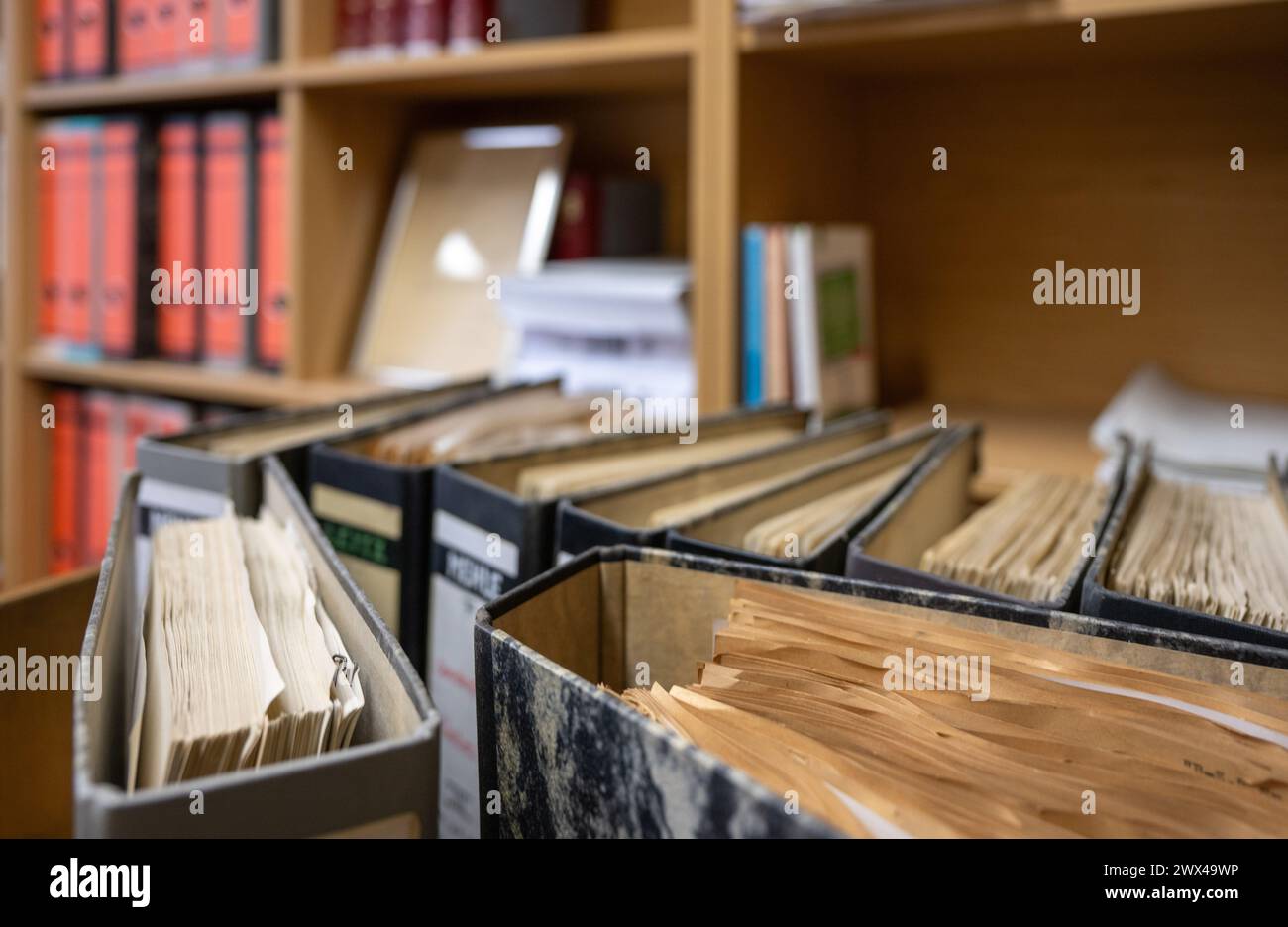 Berlin, Germany. 27th Mar, 2024. Folders with court files stand in a ...