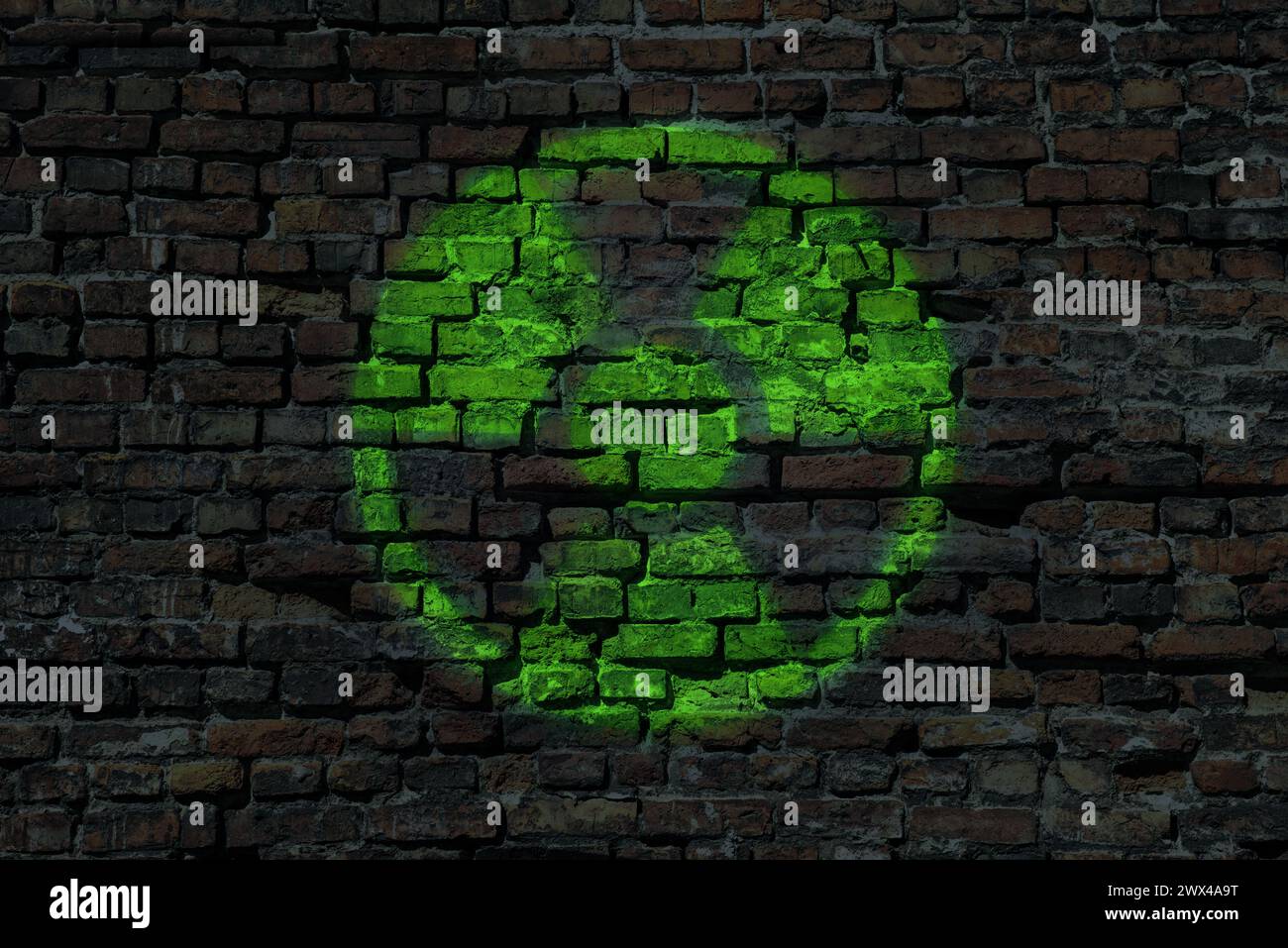 Radioactive sign on brick wall. Hazard symbol Stock Photo - Alamy