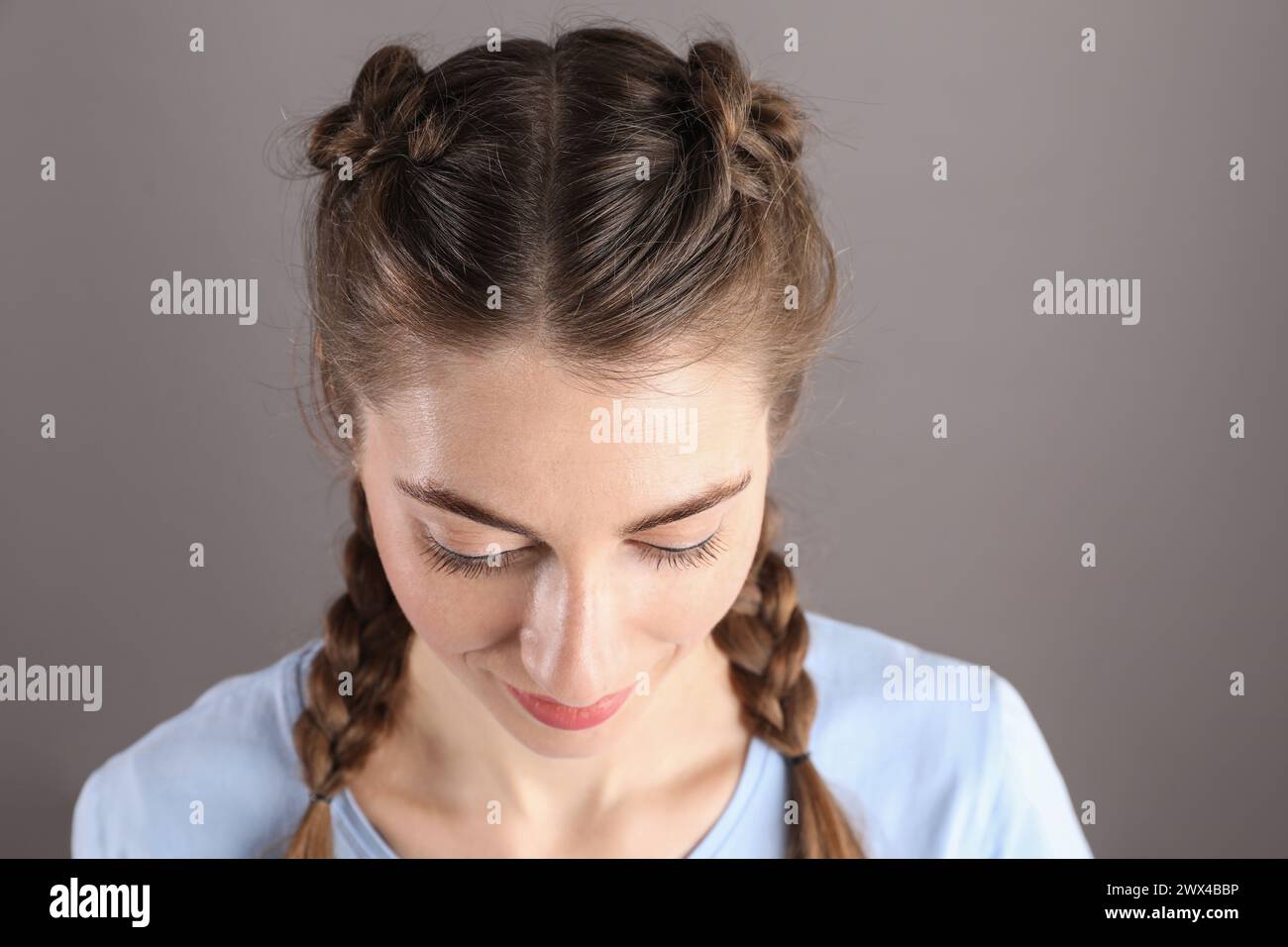 Beauty braided hair style hi-res stock photography and images - Alamy