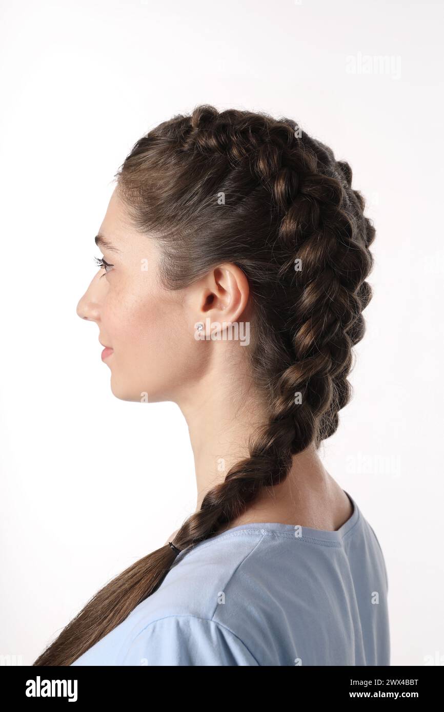 Beauty braided hair style hi-res stock photography and images - Alamy