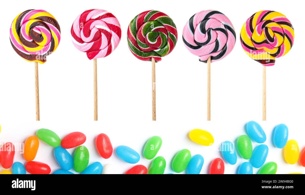 Different colorful candies isolated on white, set Stock Photo - Alamy