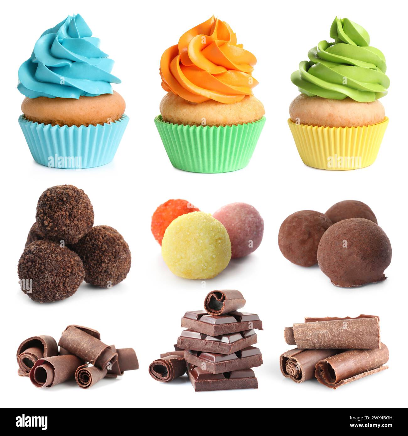 Different tasty sweets isolated on white, set Stock Photo - Alamy