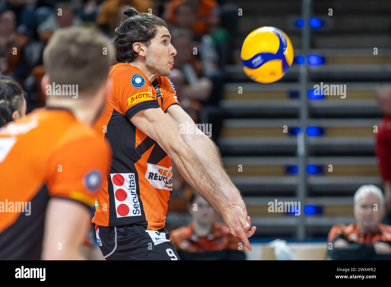 27 March 2024, Berlin: Volleyball, men: Bundesliga, Berlin Volleys ...
