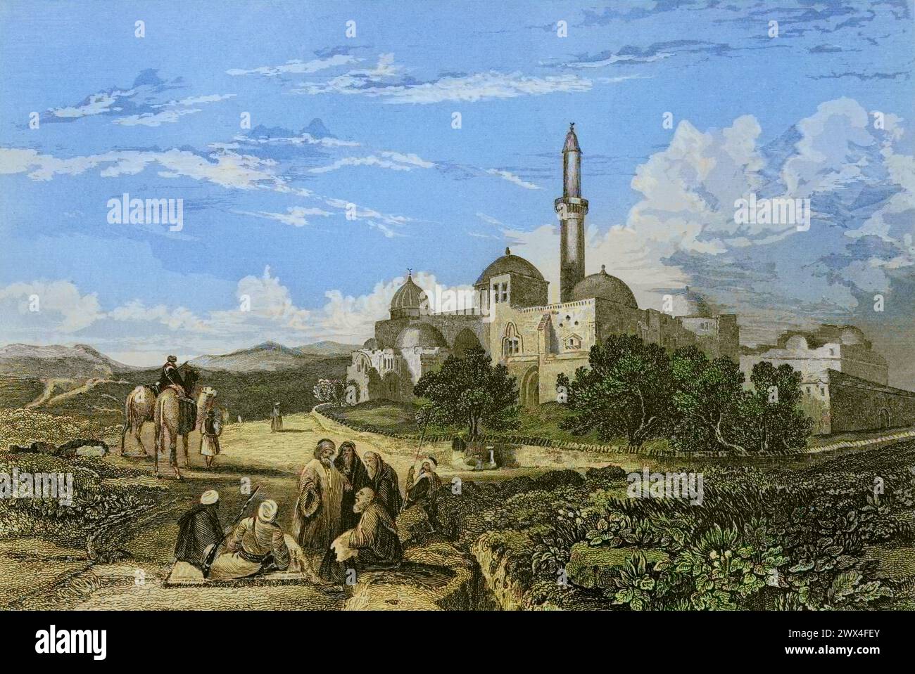 Jerusalem. Mount Zion. Mosque of David. Engraving by Aubert. Later ...