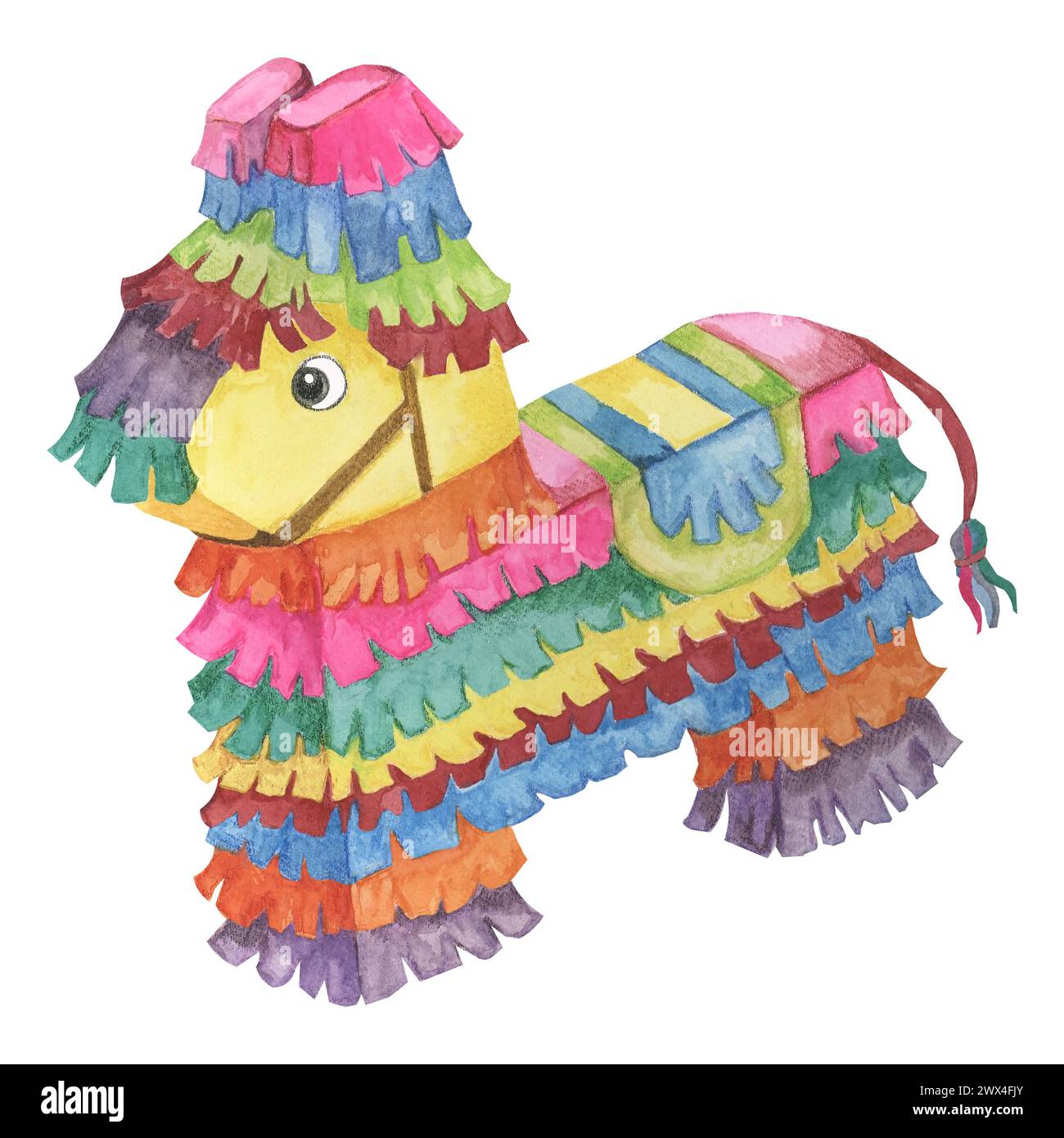 Colorful paper pinata in watercolor. Bright traditional party object ...