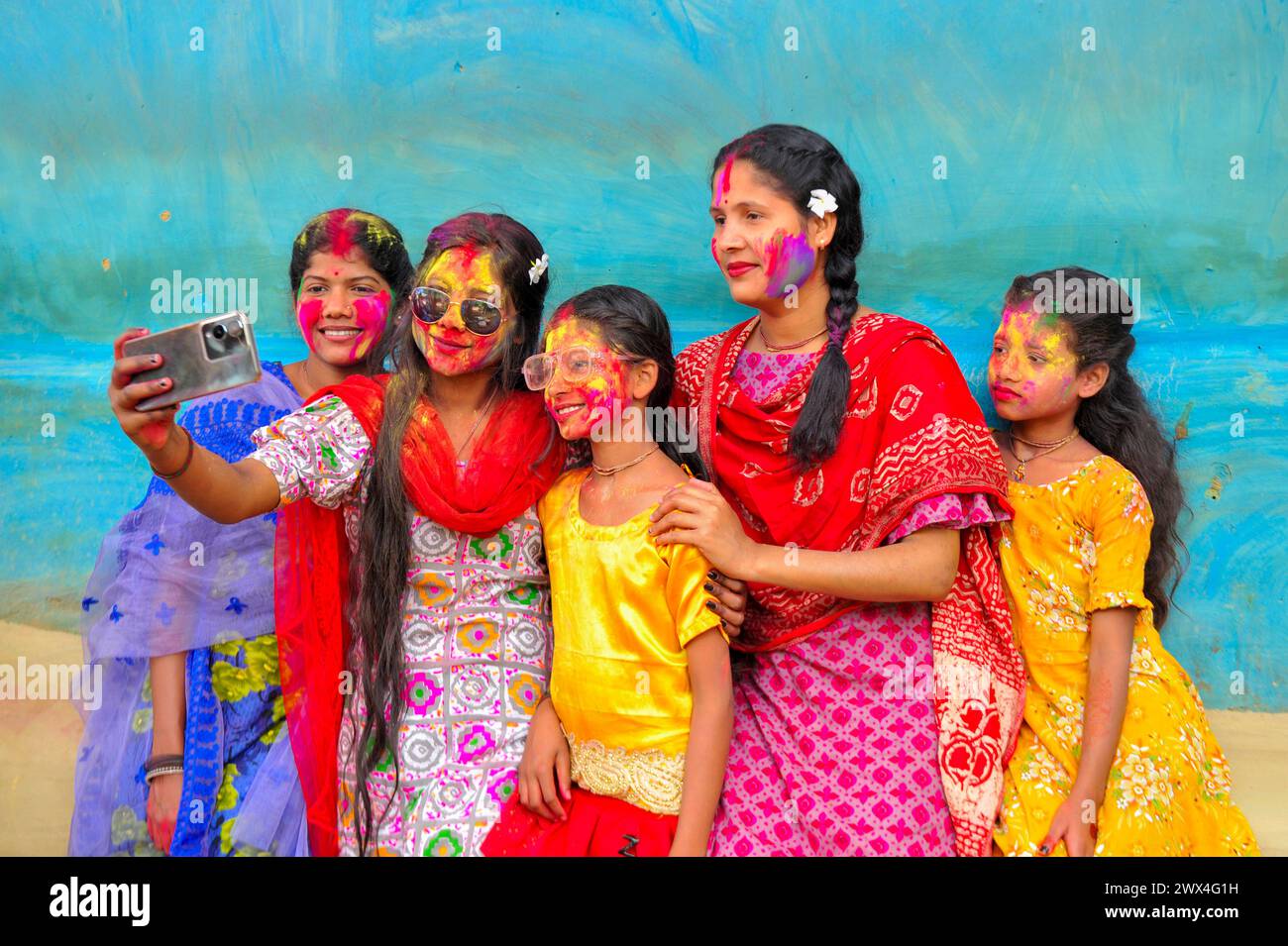 Sylhet, Bangladesh. 27th Mar, 2024. Bangladeshi women take selfies ...