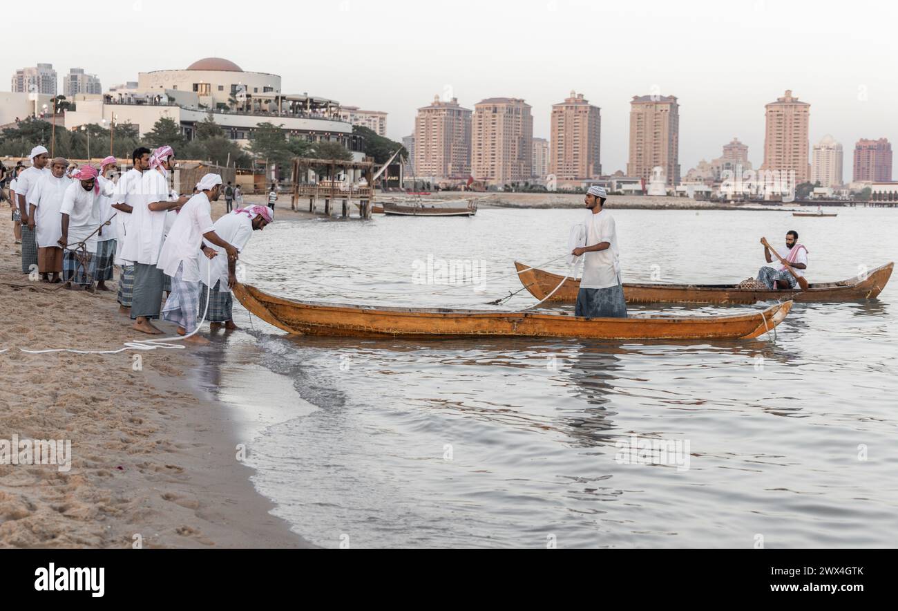 A Group of Traditional Arabic fishermen performing in Katara cultural ...