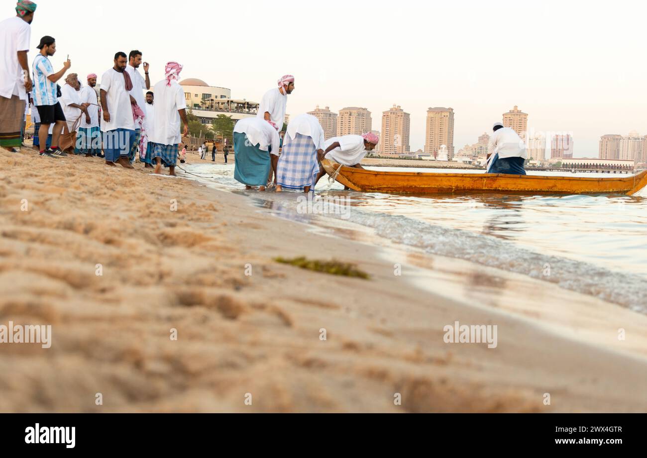 A Group of Traditional Arabic fishermen performing in Katara cultural ...
